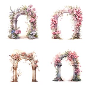 20 Floral Arch Clipart, Arch of Flowers, Printable Watercolor Clipart ...