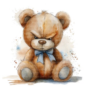 11 Grumpy Teddy Bear Clipart, Teddy Bear Print, Printable Watercolor ...