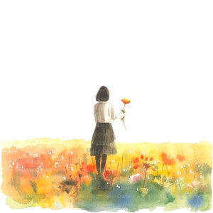 10 Girl and Flower Clipart, Floral Girl Print, Printable Watercolor ...