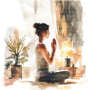 10 Woman Praying Clipart, Prayers Wall Art, Printable Watercolor ...