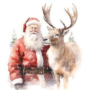 14 Christmas Santa Claus Clipart Set 2, Printable Watercolor Clipart ...