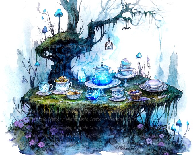 Watercolor Fairy Tea Party Clipart Png Bundle, Watercolor Tea Party ...