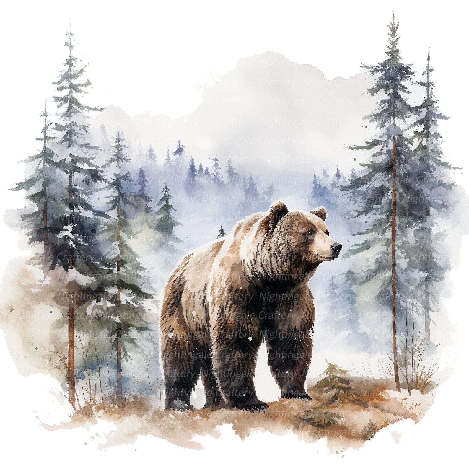 8 Bear in Winter Clipart, Printable Watercolor Clipart, High Quality ...