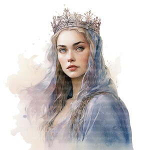 18 Princess With Crone Clipart, Fairy Princesses, Printable Watercolor ...