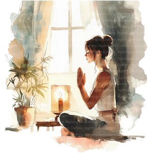 10 Woman Praying Clipart, Prayers Wall Art, Printable Watercolor ...