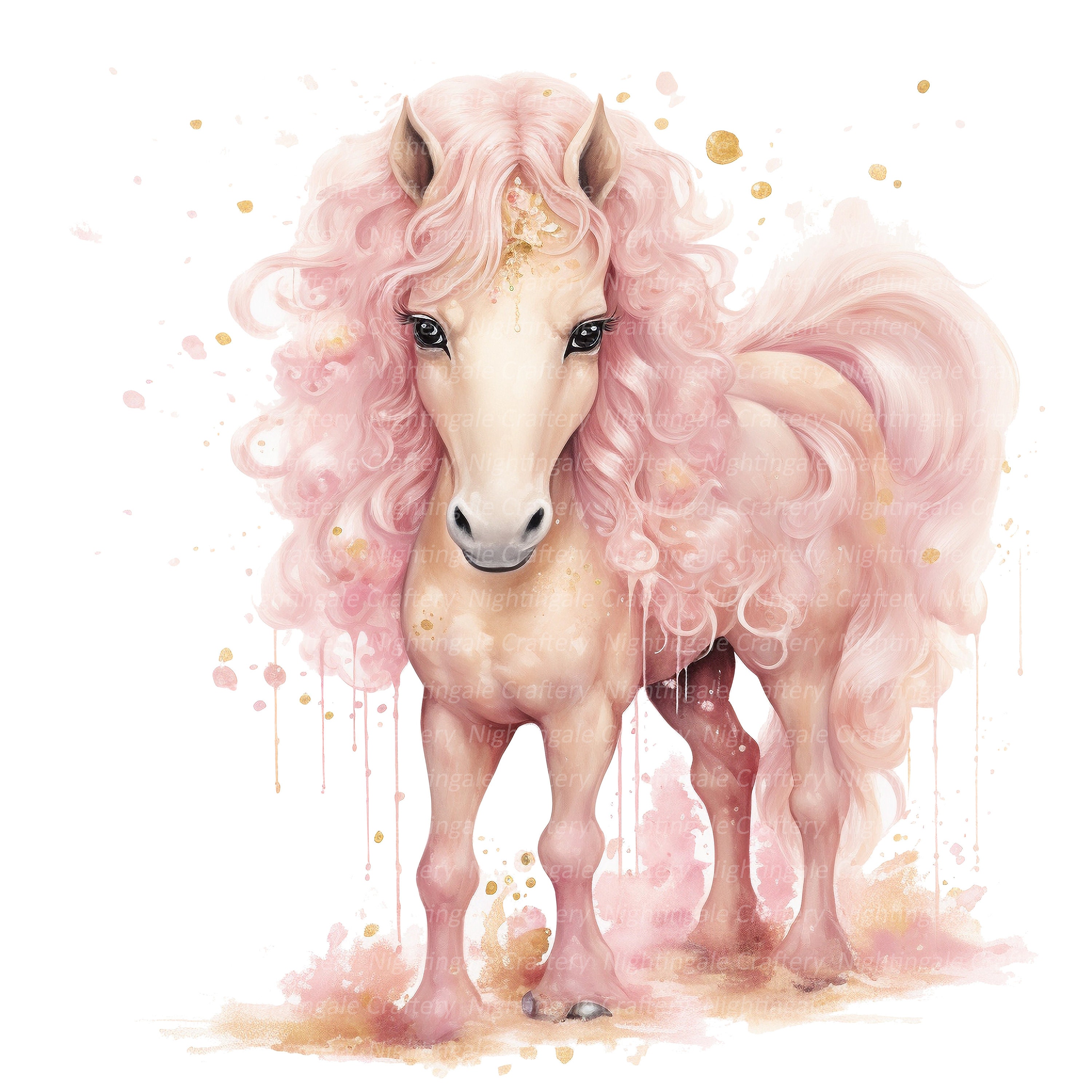 13 Pink Pony Clipart, Cute Pony Images, Printable Watercolor Clipart ...
