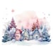 9 Christmas Card Clipart, Winter Houses Card, Printable Watercolor ...
