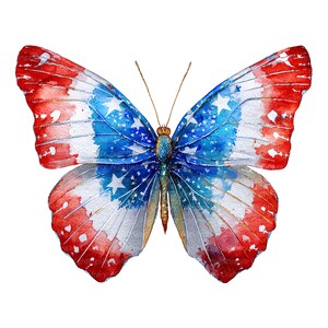 10 Patriotic Butterfly, USA Flag Clipart, Printable Watercolor Clipart ...