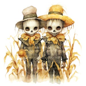 9 Halloween Kids Clipart, Scary Children, Printable Watercolor Clipart ...