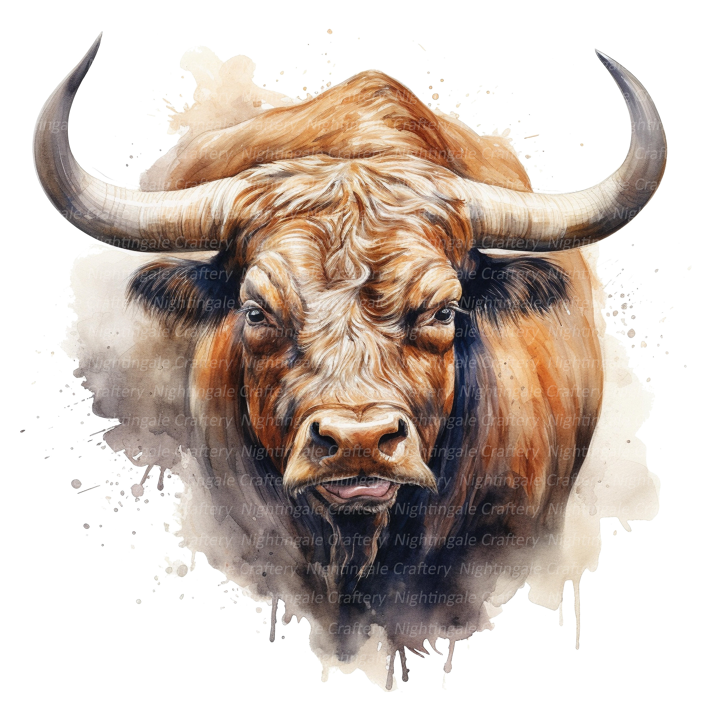 12 Bull Clipart Ox Clipart Printable Watercolor Clipart - Etsy