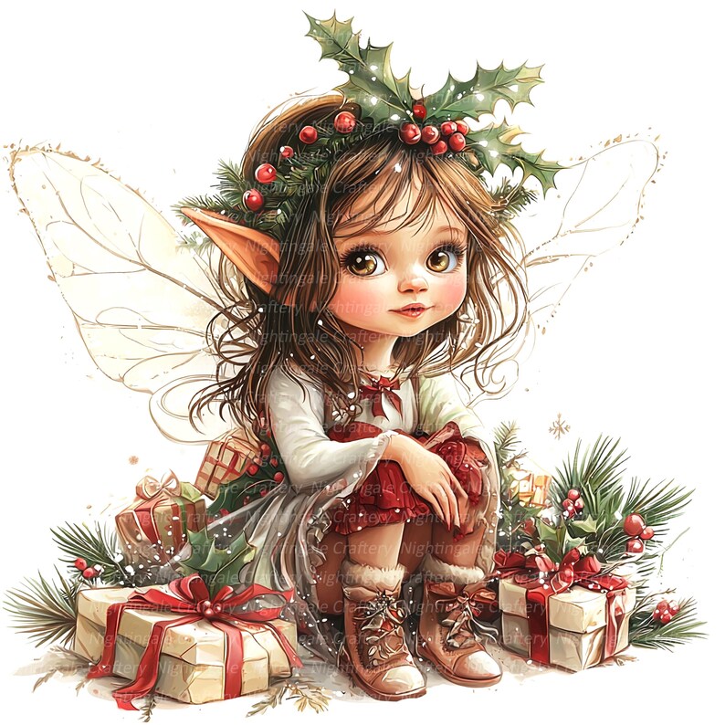 10 Christmas Fairy Clipart, Christmas Card, Fairies, Printable ...