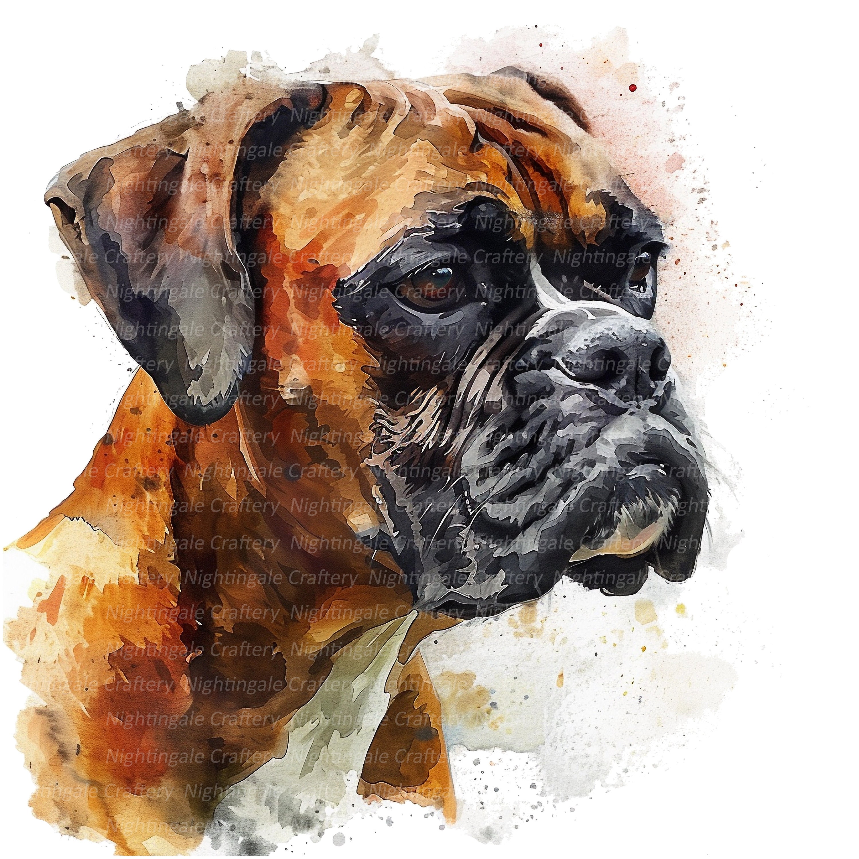 10 Boxer Dog Clipart, Watercolor Boxer Dog, Printable Watercolor ...