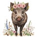 8 Wild Boar Floral Crown Clipart, Floral Boar, Printable Watercolor ...