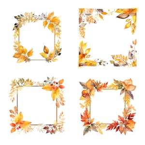 20 Autumn Leaves Frames Clipart, Frame Borders Clipart, Printable ...