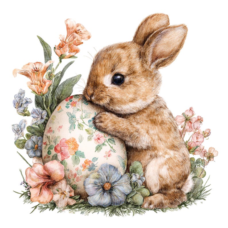 10 Easter Bunny and Egg Clipart, Printable Watercolor Clipart, High ...
