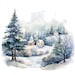 10 Christmas Card Clipart, Winter Landscape, Printable Watercolor ...