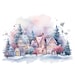 9 Christmas Card Clipart, Winter Houses Card, Printable Watercolor ...