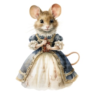 16 Victorian Vintage Mouse Clipart, Mice Clipart, Printable Watercolor ...