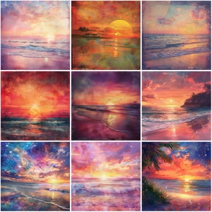 18 Magical Sunset Background Papers, 12 X 12 Digital Paper Pack, Junk ...
