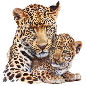 9 Leopard and Baby Leopard Clipart, Printable Watercolor Clipart, High ...