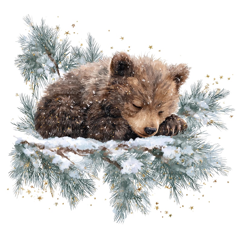 16 Christmas Animals, Sleeping Winter Animals, Printable Watercolor ...
