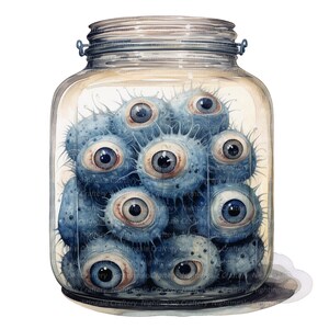 10 Eyeballs in Jar Clipart, Halloween, Printable Watercolor Clipart ...