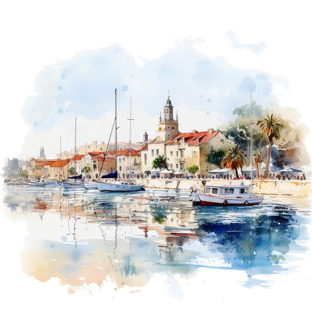 10 Harbour Landscape Clipart Printable Watercolor Clipart - Etsy