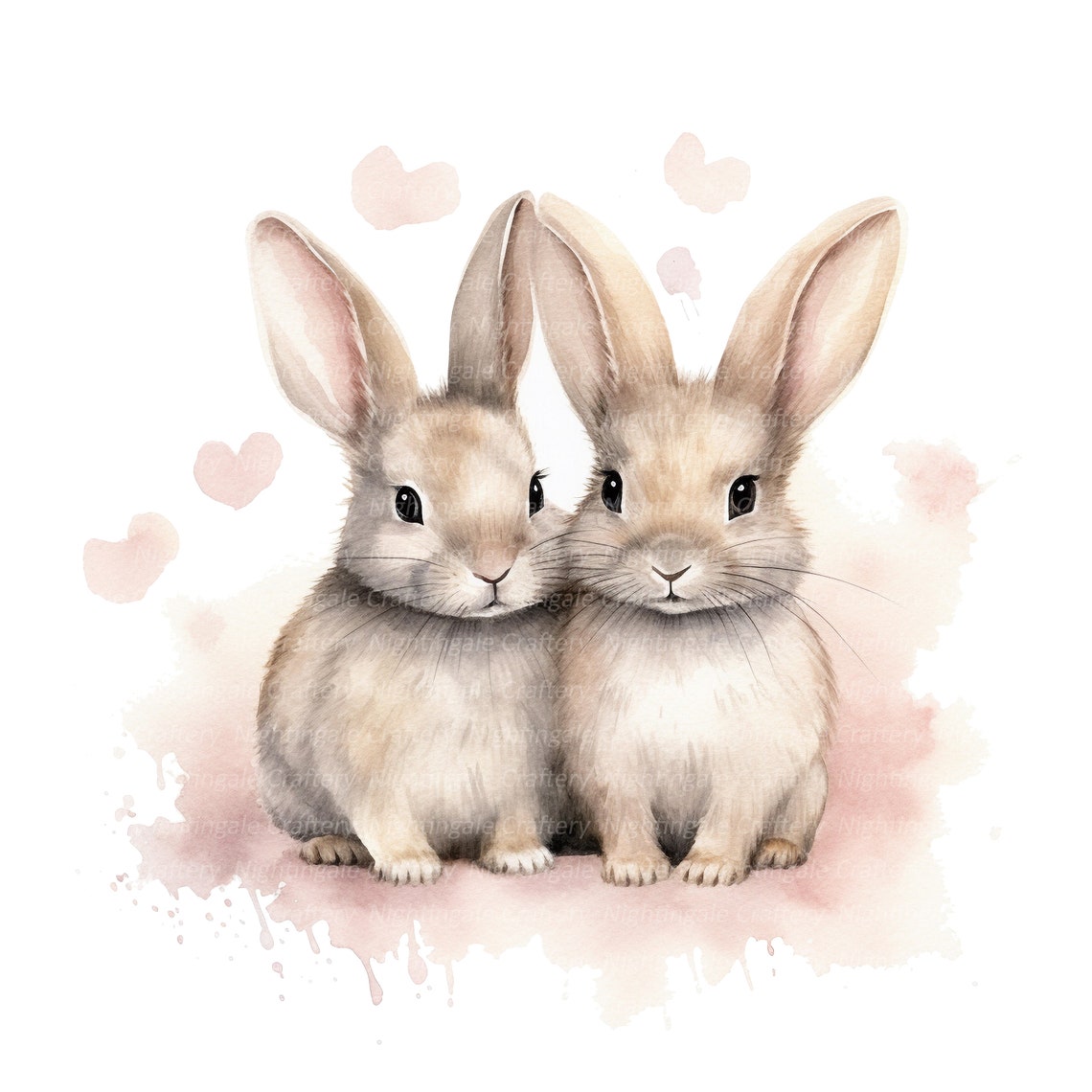 12 Bunny Love Clipart Rabbit Clipart Printable Watercolor - Etsy Australia