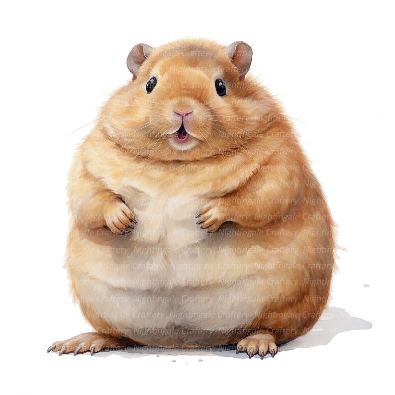 12 Fat Hamster Clipart, Printable Watercolor Clipart, 10 High Quality ...