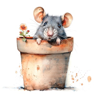 14 Cute Rat Clipart, Cute Mouse Clipart, Printable Watercolor Clipart ...