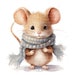 10 Mouse With Scarf Clipart, Winter Mouse, Printable Watercolor Clipart ...