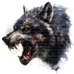 8 Werewolf Jaw Clipart, Horror Clipart, Printable Watercolor Clipart ...