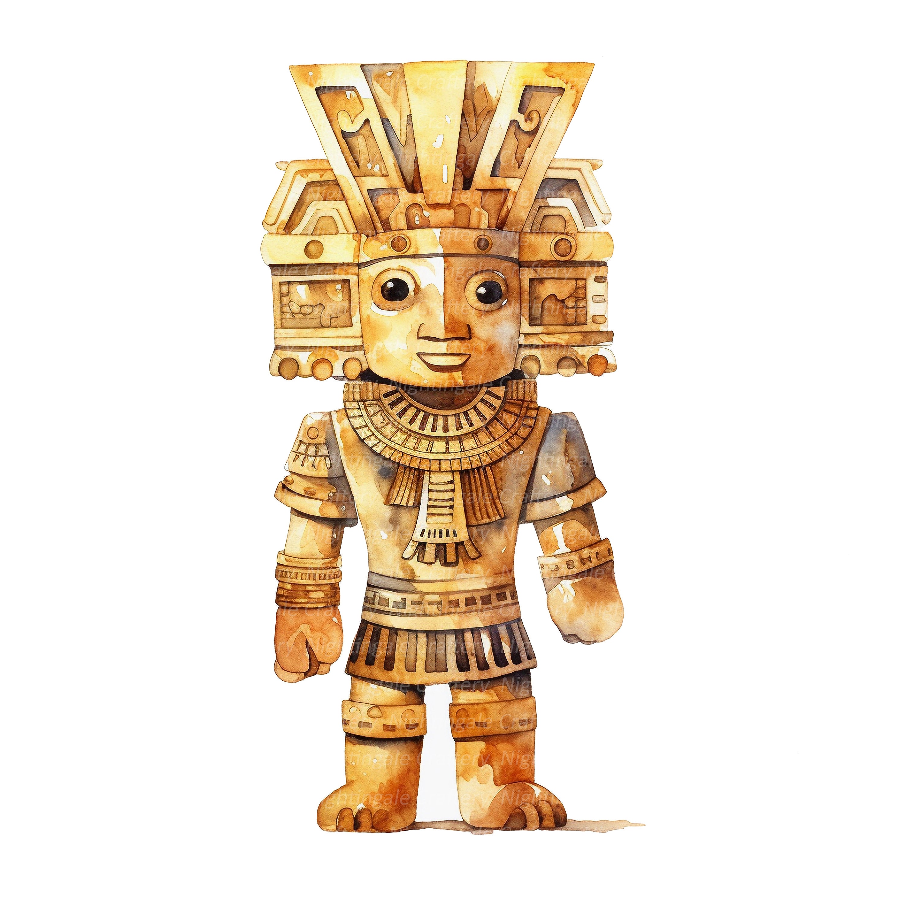 10 Gold Figure of Inca Clipart, Inca Figure, Printable Watercolor ...