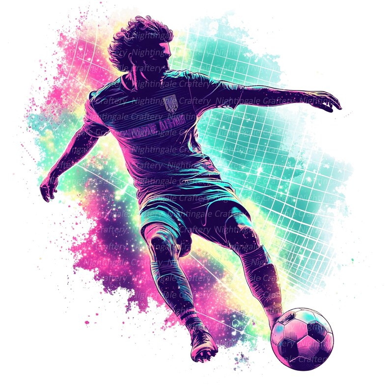Watercolor Soccer Player Clipart, Wall Art, 10 Images (digital Download ...