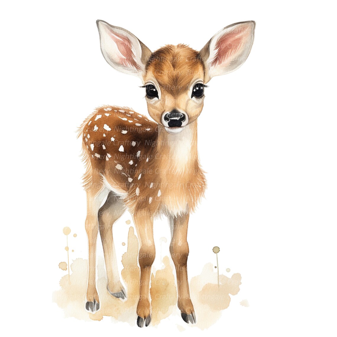 10 Fawn Baby Clipart, Bemby for Nursery, Printable Watercolor Clipart ...