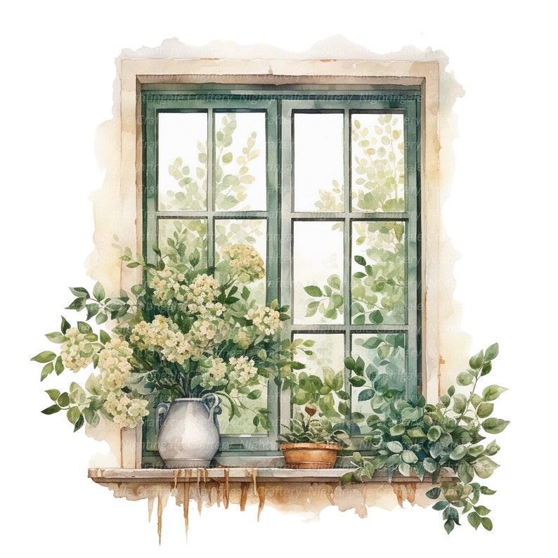 14 Floral Windows Clipart, Flower Windows, Floral Doors, Printable ...