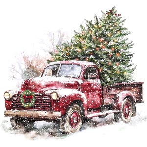 11 Pickup Truck Carrying Christmas Tree Clipart, Printable Watercolor ...