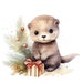 10 Christmas Otter Clipart, Cute Otter Clipart, Printable Watercolor ...