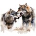 9 Wolves Fight Clipart, Angry Wolf, Printable Watercolor Clipart, High ...