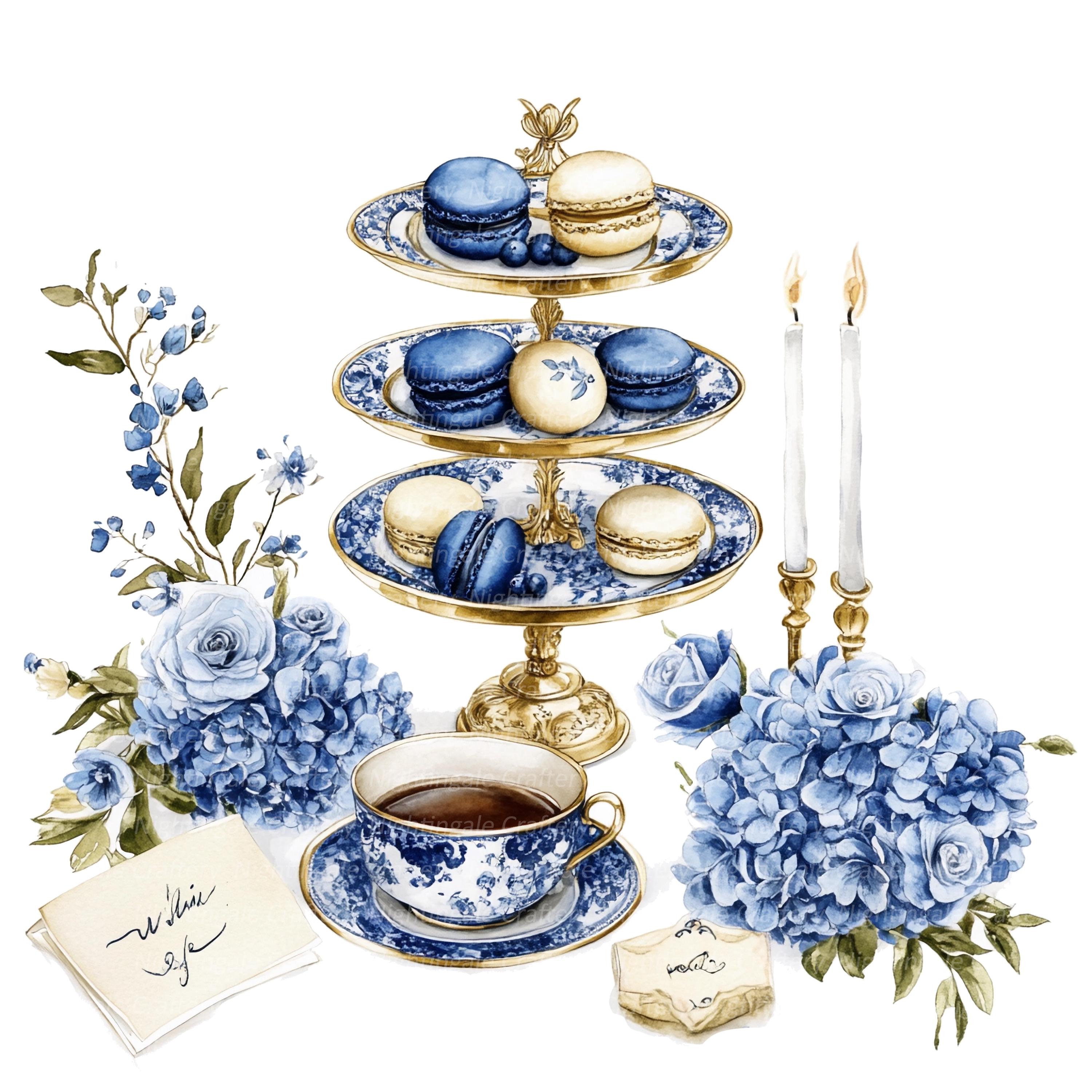 11 Romantic Parisian, Rococo Tea Party Clipart, Printable Watercolor ...