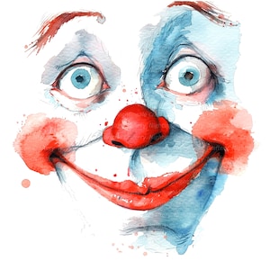 16 Funny Pantomime Clipart, Funny Clowns, Printable Watercolor Clipart ...