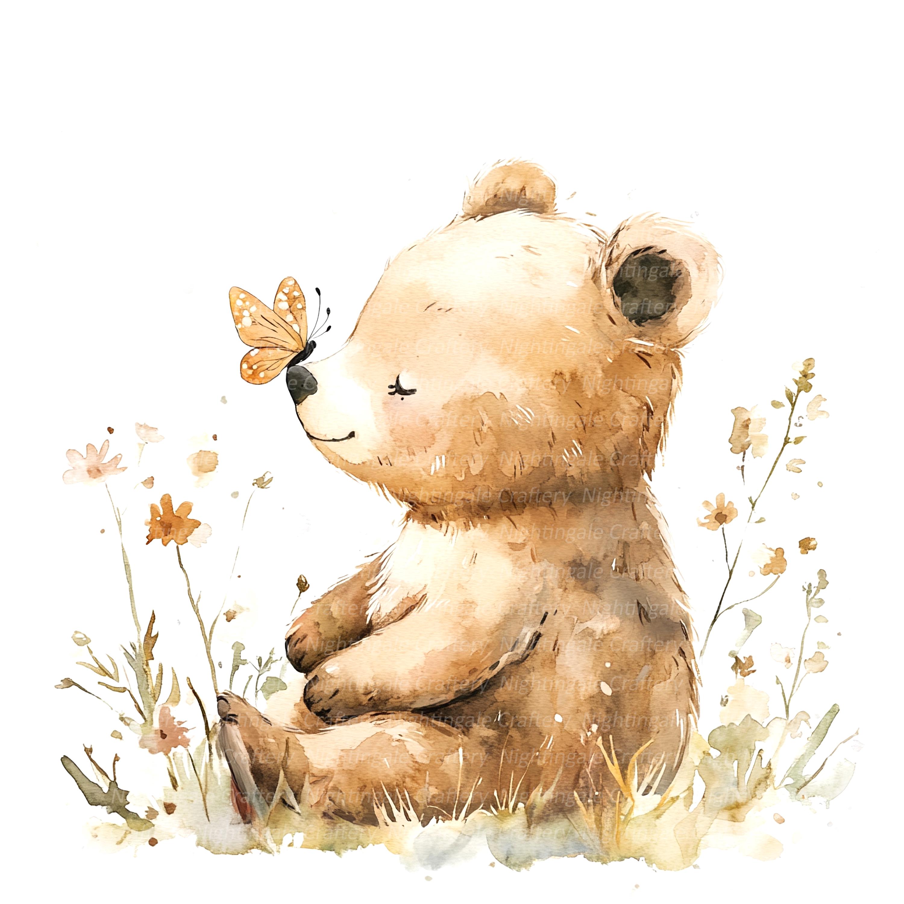 8 Nursery Teddy Bear Clipart, Nursery Teddy, Printable Watercolor ...