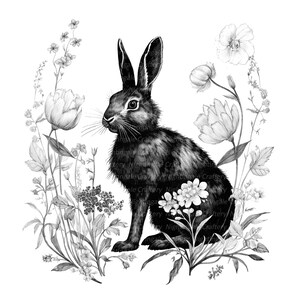 10 Bunny Black Ink Clipart, Line Art Clipart, Printable Watercolor ...