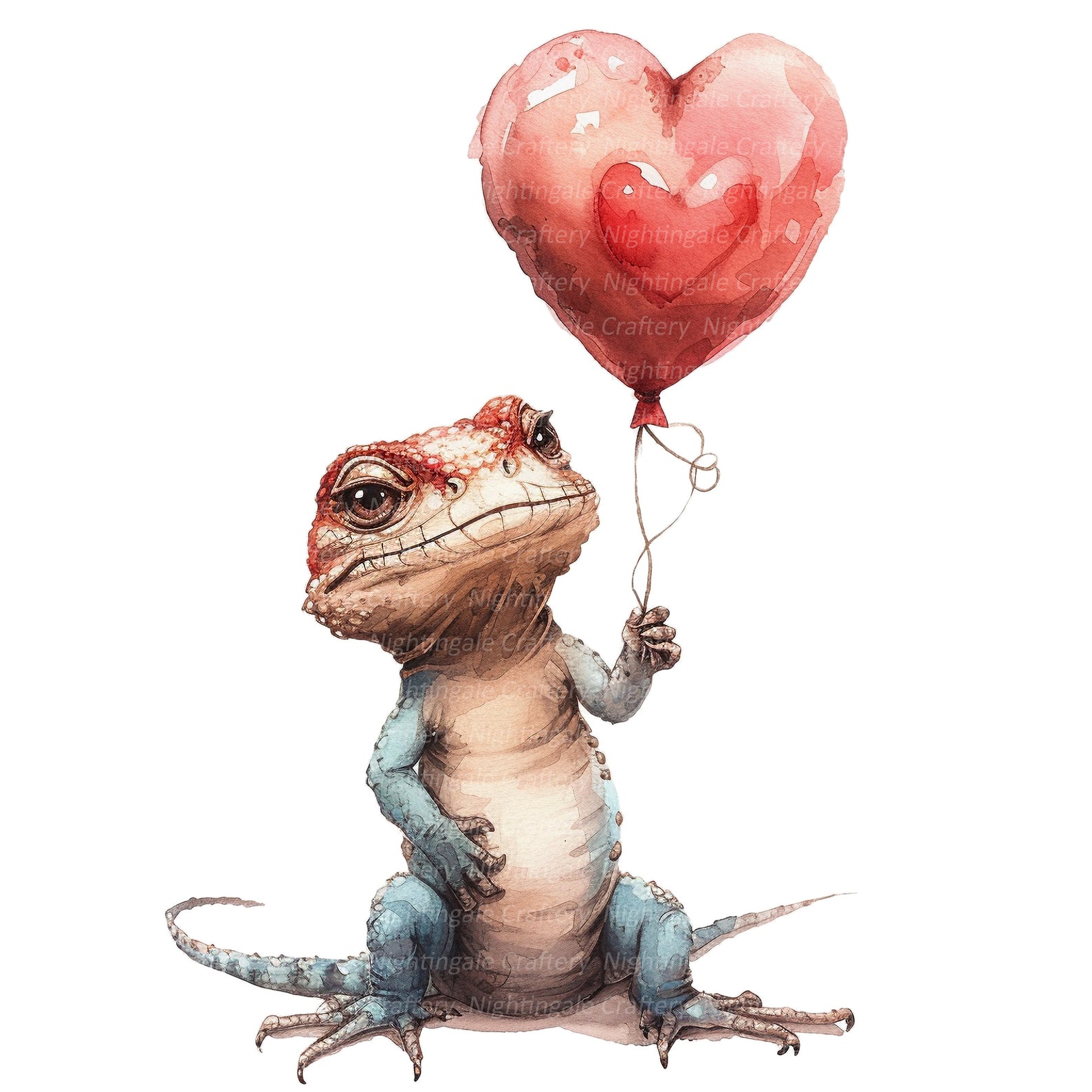 11 Lizard Balloon Clipart, Valentine Card, Printable Watercolor Clipart ...