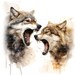 9 Wolves Fight Clipart, Angry Wolf, Printable Watercolor Clipart, High ...