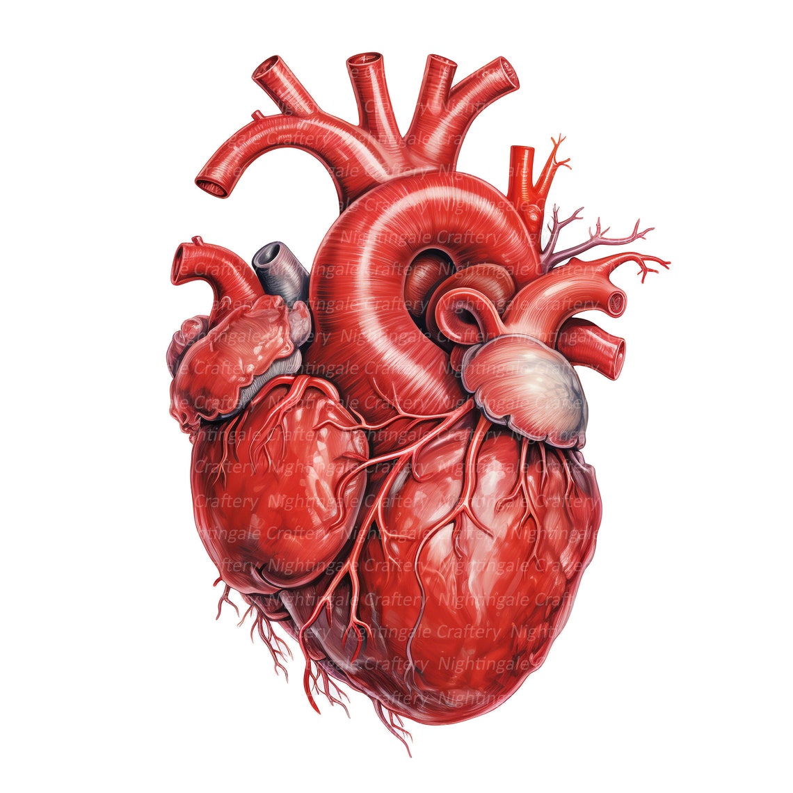 8 Human Heart Clipart, Anatomy, Halloween, Printable Watercolor Clipart ...