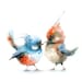 12 Whimsical Birds Clipart, Two Birds, Digital Clipart, Watercolor ...