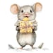 8 Mouse and Present Clipart, Birthday Card, Printable Watercolor ...