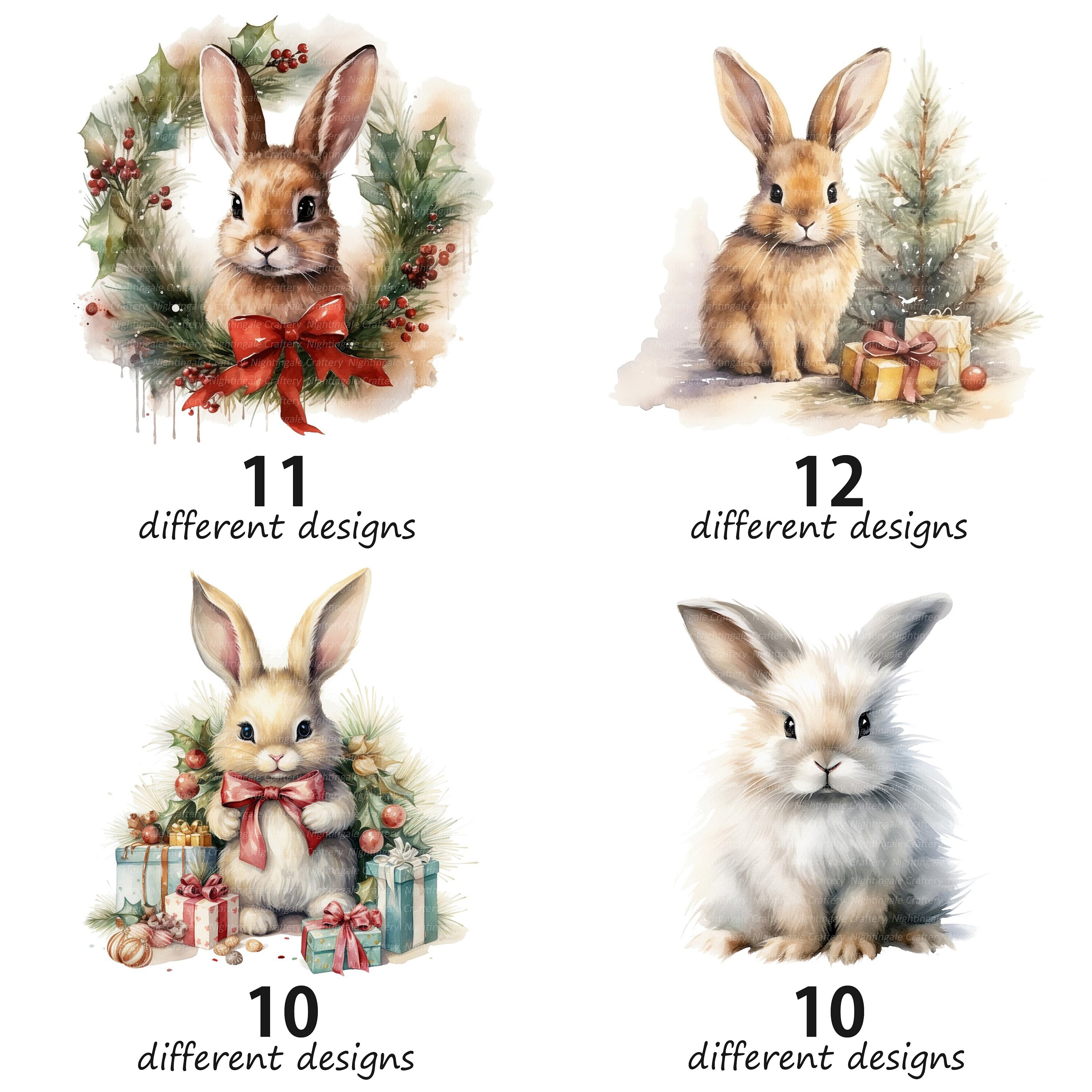300+ Bunny Clipart Bundle, 30 Collections, Printable Watercolor Clipart ...