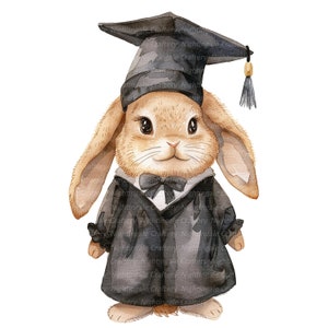 13 Graduation Bunny Clipart, Rabbit Clipart, Printable Watercolor ...